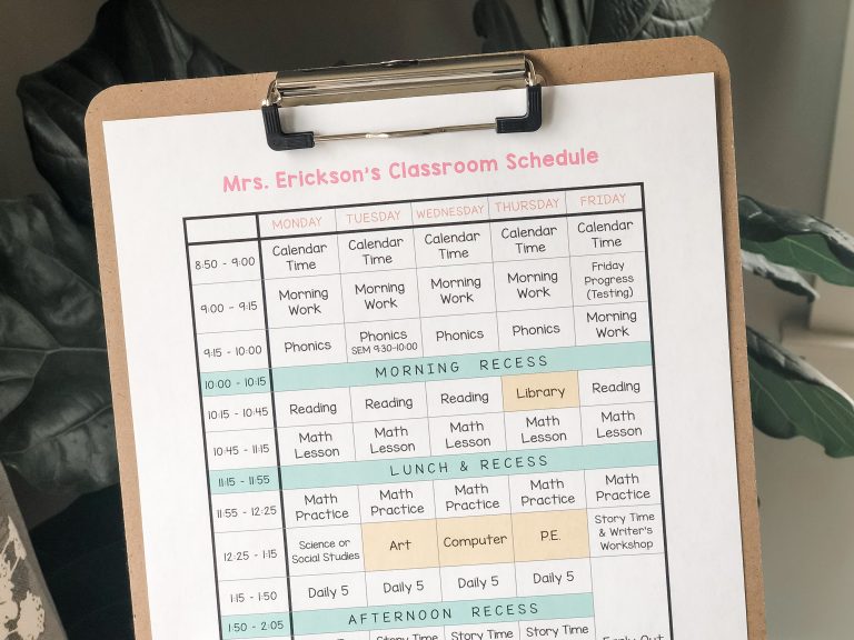 Classroom Schedule Template - The Teacher Wife